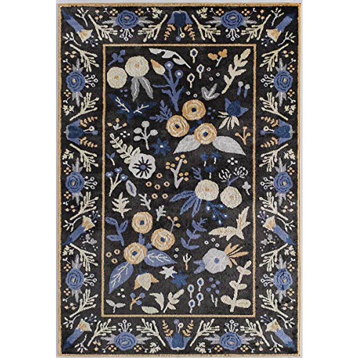 Rugs America Onyx & Blue Gardenias Transitional Rug Gardenia Golden Night VA30B 8'0"X10'0" Area Rug
