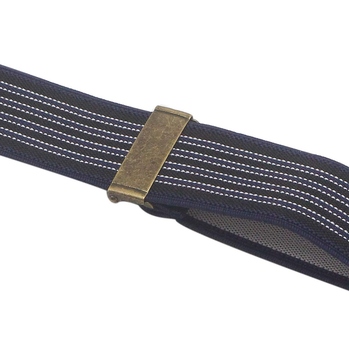 Timiot Mens Suspender 4 Swivel Strong Hooks Adjustable Braces Elastic Comfortable X Style Heavy Duty Strap (Navy White Stripe)