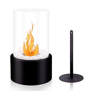 BRIAN & DANY Tabletop Fire Pit, Mini Portable Table Top Firepit Bowl, Ethanol Tabletop Fireplace for Indoor & Outdoor, Black