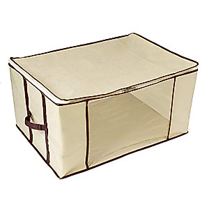 Ziz Home Blankets Clothes Storage Bag Closet Organization | Linen Blanket Storage Sweater Storage Duvet Storage Bags Clear Transparent Window (3)