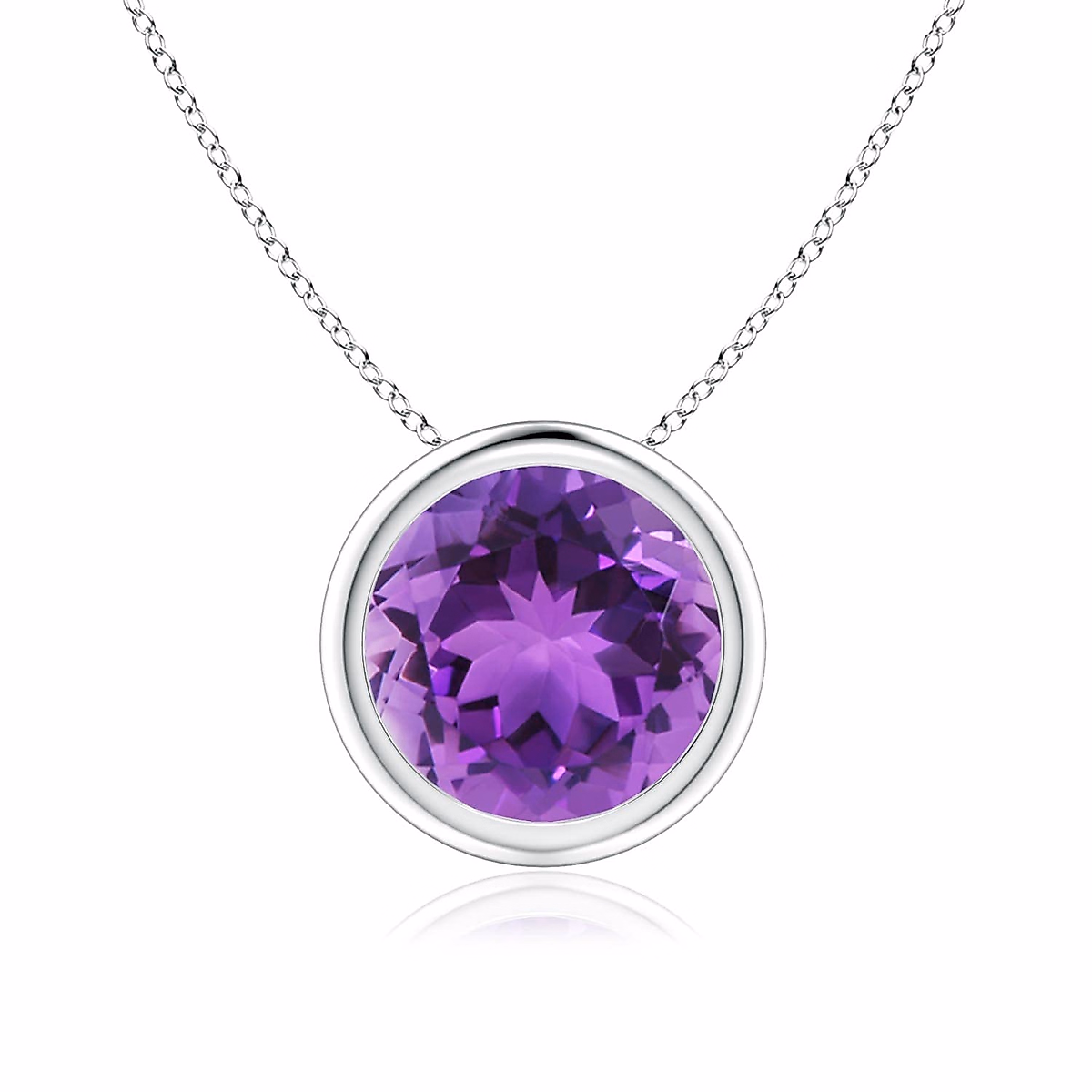 Angara Natural Amethyst Solitaire Pendant Necklace for Women in Sterling Silver (Grade-AAA | 8mm) February Birthstone Jewelry Gift for Women | Birthday | Wedding | Anniversary
