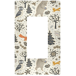 Winter Forest Animals Wall Plate Cover Size 3-Gang 4.6" x 6.5" Single Rocker Switch Plates Kids Decorative Nursery Teen Toddler Room Bedroom Bathroom Decor