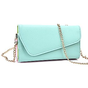 Kroo Clutch Wallet with Wristlet and Crossbody Strap for Smartphones or Phablets up to 5.7 Inch - Carrying Case - Frustration-Free Packaging - Teal and Pink