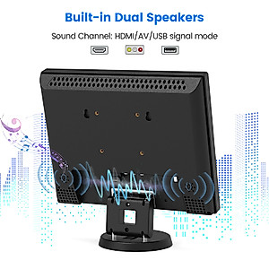 Eyoyo 12 Inch HDMI Monitor with BNC VGA AV HDMI Input 800x600 Portable 4:3 TFT LCD Mini HD Color Screen with Bulit-in Speaker