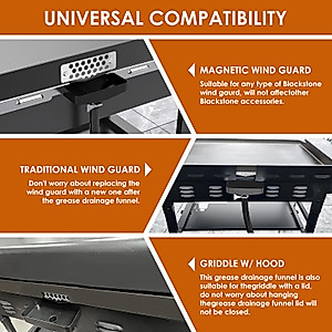 BSTTEK Rear Grease Drainage Funnel for Blackstone Griddle 36 inch with Magnetic Grease Gate, Creative Blackstone Accessories Cup Liners Saving Compatible with Hood, Wind Guard