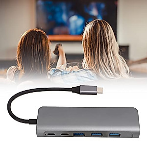 Dilwe 8 in 1 USB C 3.0 Hub, Portable USB C Docking Station, 3 USB 3.0 Ports, 4K HDMI Output, SD/Micro SD Card Reader, USB C 100W PD Fast Charge, 500MB/S USB Splitter