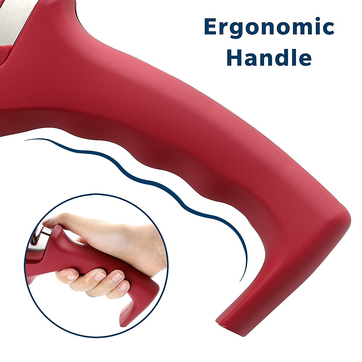 Wanbasion Red Premium Kitchen Knife Sharpener Professional 3 Stages, Kitchen Knife Sharpener Manual Sharpening, Knife Sharpener for Kitchen Knives with Stainless Steel Ceramic Diamond Blade