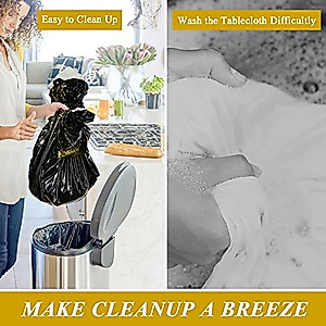 4 Pack Plastic Table Cloth Cover for Parties Disposable, Black and Gold Tablecloth for 8 Foot Rectangle Tables, Birthday Wedding Graduation Father Valentine's Day Easter Party Supplies Decorations