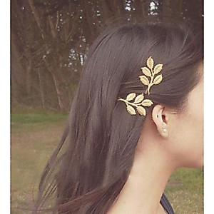 Olbye Leaf Hair Clip Dainty Gold Metal Barrette Hair Pin Bridal Hair Accessories Hair Holder for Women 2 Pcs