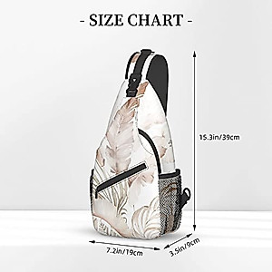 SUPLUCHOM Sling Bag Tropical Leaf Fall Autumn Botanical Hiking Daypack Crossbody Shoulder Backpack Travel Chest Pack for Men Women