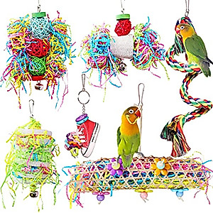 PBIEHSR Parakeet Bird Shredding Toys, Cockatiel Loofah Foraging Toys Shredder Chewing Toy for Conures, Love Birds, Budgie, Small Parrots