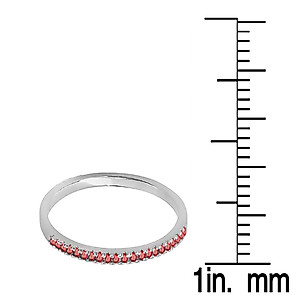 Dazzlingrock Collection 0.08 Carat (ctw) 10K Round Ruby Ladies Dainty Anniversary Wedding Stackable Ring, White Gold, Size 7.5