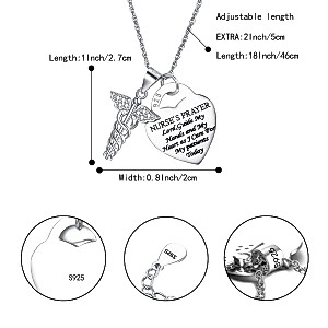 BriLove Gifts for Mom 925 Sterling Silver Necklace for Women Caduceus Angel Nursing Themed Pendant Necklace for Mothers Day/Valentines Day/Birthday/Christmas/Anniversary