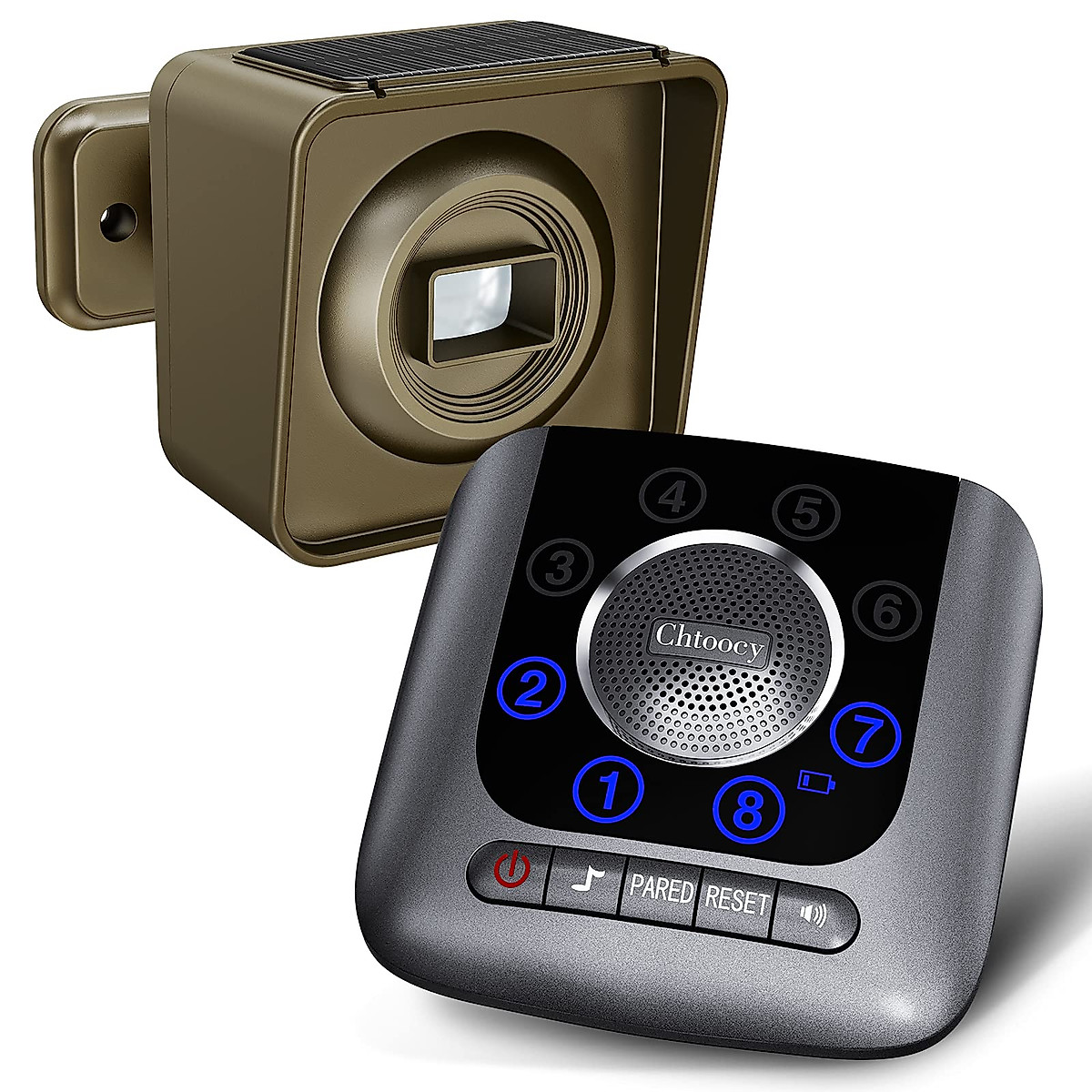 Chtoocy Long Range 2800 ft Solar Wireless Driveway Alarm Outdoor Weather Resistant Motion Sensor & Detector-Security Alert System-Monitor & Protect Outside Property