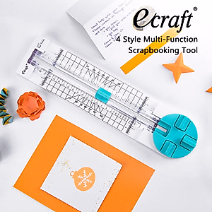 Paper Trimmer Craft Paper Cutter: 4 Style Multi-Function Scrapbooking Tool with Dial Blades of Straight,Wave,Dotted,Perforated,Creasing for Cutting Paper,Coupons,Photos,Postcards,Scrapbook,Card