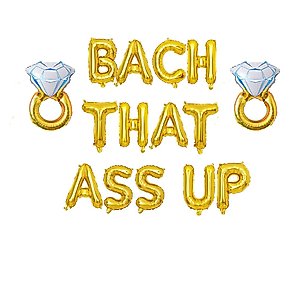 KUNGOON Bachelorette Party Decorations,Bridal Shower Party Balloons,Diamond Ring Balloon for Brunch Bridal Shower Party Supplies,16",Gold.