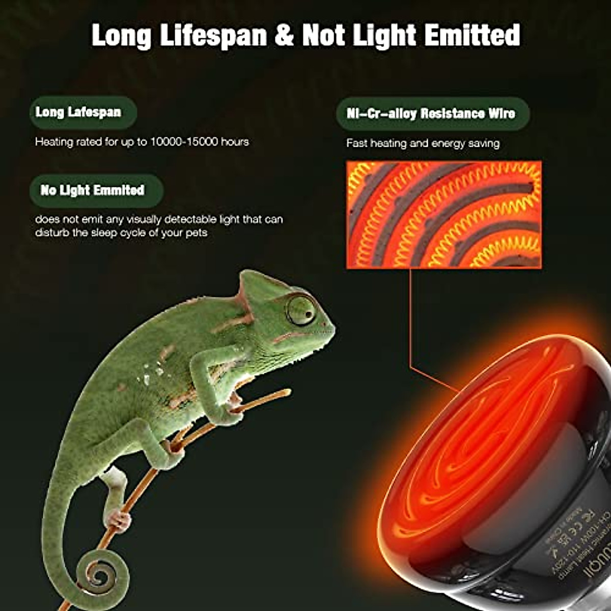 CUUQII 2 Packs Reptile Heat Lamp Ceramic Emitter, 100W Heat Lamp Bulbs Ceramic Heat Lamp No Light Emitting Chicken Coop Heater for Amphibian Pet Incubating Chick Reptile Heater-E26/E27 Base