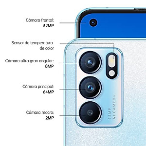 Oppo Reno6 5G Dual-SIM 128GB ROM + 8GB RAM (GSM Only | No CDMA) Factory Unlocked Android Smartphone (Blue) - International Version