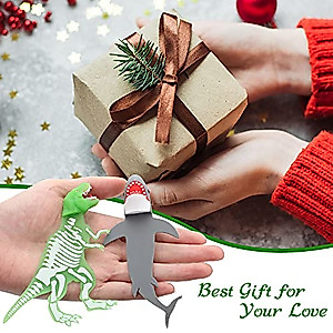 2 Pieces Luminous Bookmark Giant Shark Bookmark Cool 3D Bookmarks 3D Cartoon Animal Bookmark for Kids Boys Girls Men Women, School Supplies (Dinosaur and Shark Style)