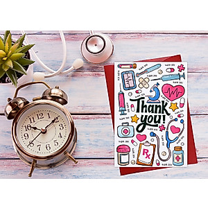 FLYAB Thank You Card for Nurse Doctor 4"x6" Medical Healthcare Workers Thank You Card with Envelope for EMTs Essential Medical Staff