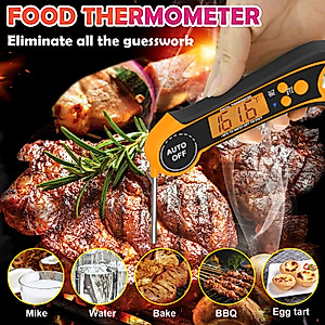 Food Meat Thermometer - Instant Read Thermapen Probe For Kitchen Cooking Oil Deep Grilling Turkey Candy BBQ Accessories Healthy Eating Temperature Pen Thermogrill Pro - With Digital LCD Screen(Orange)