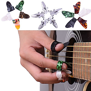 ULTNICE 15pcs Finger Pick Thumb Pick Set Guitar Picks with 15 Grid Case Storage Box