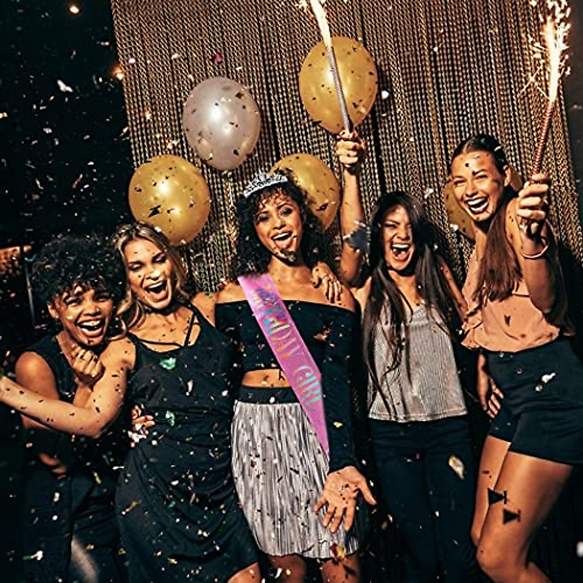 Birthday Girl Sash & Rhinestone Tiara Kit, Didder Pink Birthday Sash and Tiara for Women Set, Birthday Crown for Girls Birthday Crowns for Women Cake Toppers Hair Accessories for Birth Party