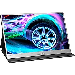 PONKLOIE 15.6" FHD 1080P Portable Gaming/Office Monitor, 178 Viewing Angle, 1.8 lbs, USB-C/HDMI, Freesync, Wall Mountable, Black