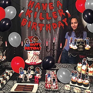 37 PCS Chucky Cupcake Toppers for Horror Movie Theme Party Birthday Party Wedding Baby Shower Anniversary Party Cake Dessert Decorations Supplies Picks