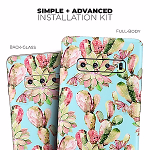 DesignSkinz Watercolor Cactus Succulent Bloom V4 Protective Vinyl Decal Wrap Skin Cover Compatible with The Samsung Galaxy S20 (Screen Trim & Back Glass Skin)