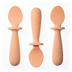 Kiinde Silicone Baby Spoons | Set of 3 Toddler Utensils for Teething & Baby Led Weaning | Developmental Meal Set of Non-Toxic Self Feeding Baby Utensils & Spoons | For Kids Ages 0-12 Months & Beyond