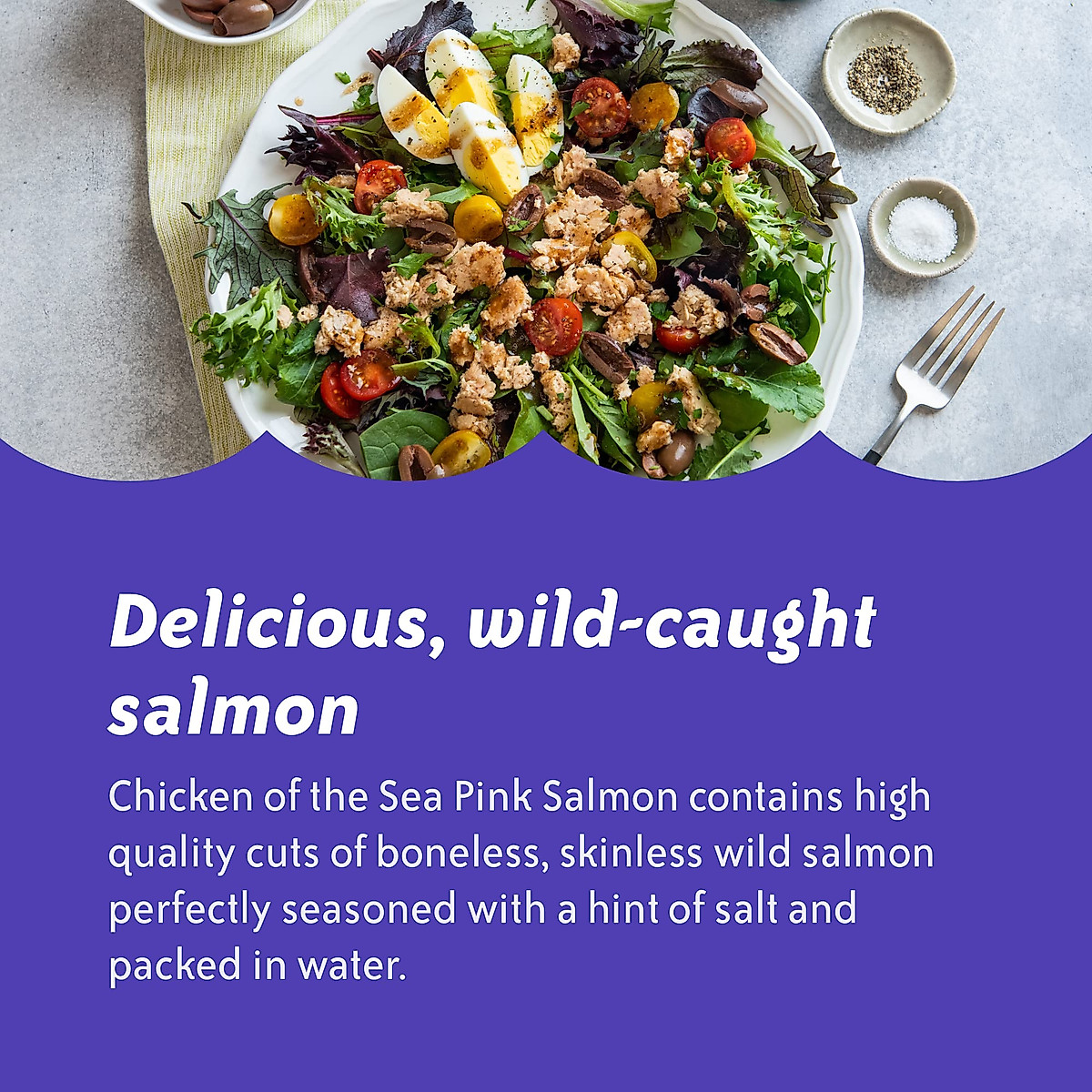 Chicken of the Sea Pink Salmon with Cracked Pepper, Wild-Caught, Skinless & Boneless, 2.5-Ounce Packets (Pack of 12)