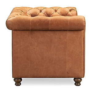 POLY & BARK Lyon Lounge Chair in Full-Grain Pure-Aniline Italian Leather in Cognac Tan