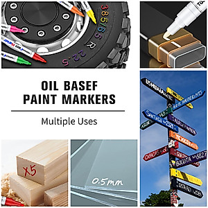 TOOMGGA Paint Pens Paint Markers - 8 Colors Permanent Oil Based Paint Pens, Quick Dry and Waterproof, Great for Rock Painting, Metal, Glass, Fabric, Plastic, Medium Point, 8-PP