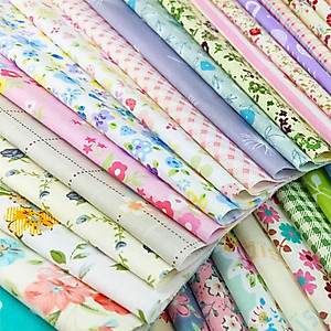 flic-flac Quilting Fabric Squares 100% Cotton Precut Quilt Sewing Floral Fabrics for Craft DIY (10 x 10 inches, 60pcs)