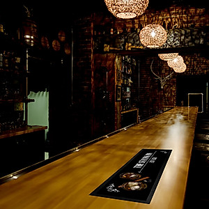 Personalized Bar Runner Mat - Novelty Beer Gifts for Home Bars - Whiskey Cigar