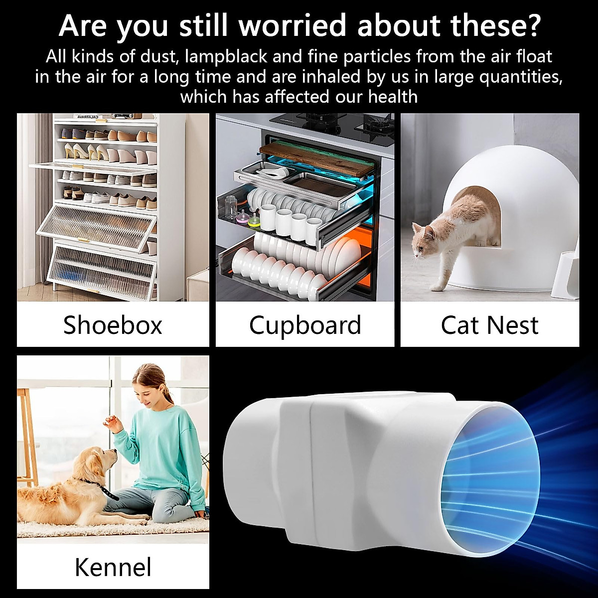 MissHoney 2 Inch Inline Fan, 12v Inline Fan Adjustable Speed, 22 CFM Inline Duct Fan Ventilation System for Bathroom Basement Shoe Cabinet (2 Inch)