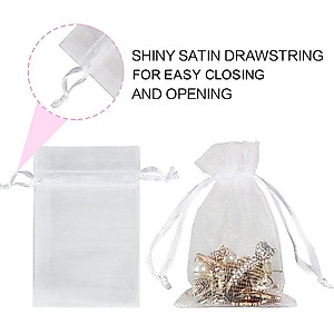 YQL Mini Organza Bags,100PCS 2x3 Inch White Organza Jewelry Pouches Mini Mesh Bags Organza Drawstring Bags Wedding Party Christmas Gift Candy Bag