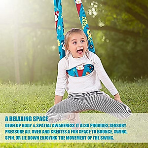 Gumatea Sensory Swing for Kids and Adults Indoor Therapy Swing for Autistic Children Cuddle Swing Christmas Pattern Kids Hammock Swing with Autism , ADHD, Aspergers, Sensory Integration