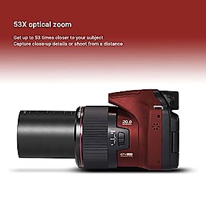 Minolta MN53 Digital Camera (Red) + 32GB SD Memory Card + Tri-fold Memory Card Wallet + Table Tripod Hand Grip + Hi-Speed SD USB Card Reader