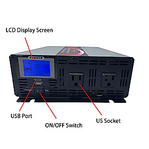 KRXNY 4000W Off Grid Pure Sine Wave Power Inverter 24V DC to 120V AC 60HZ with LCD Display USB Port