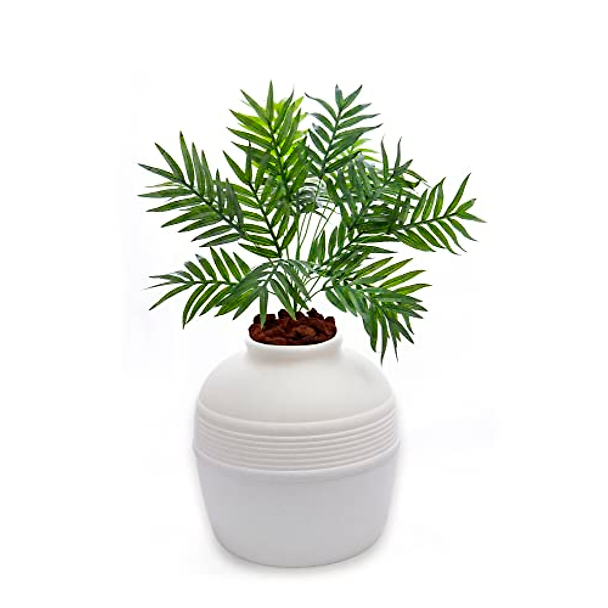 Pets Best Products - The Original Hidden Litter Box, White with Phoenix Palm Plant and Lava Rock