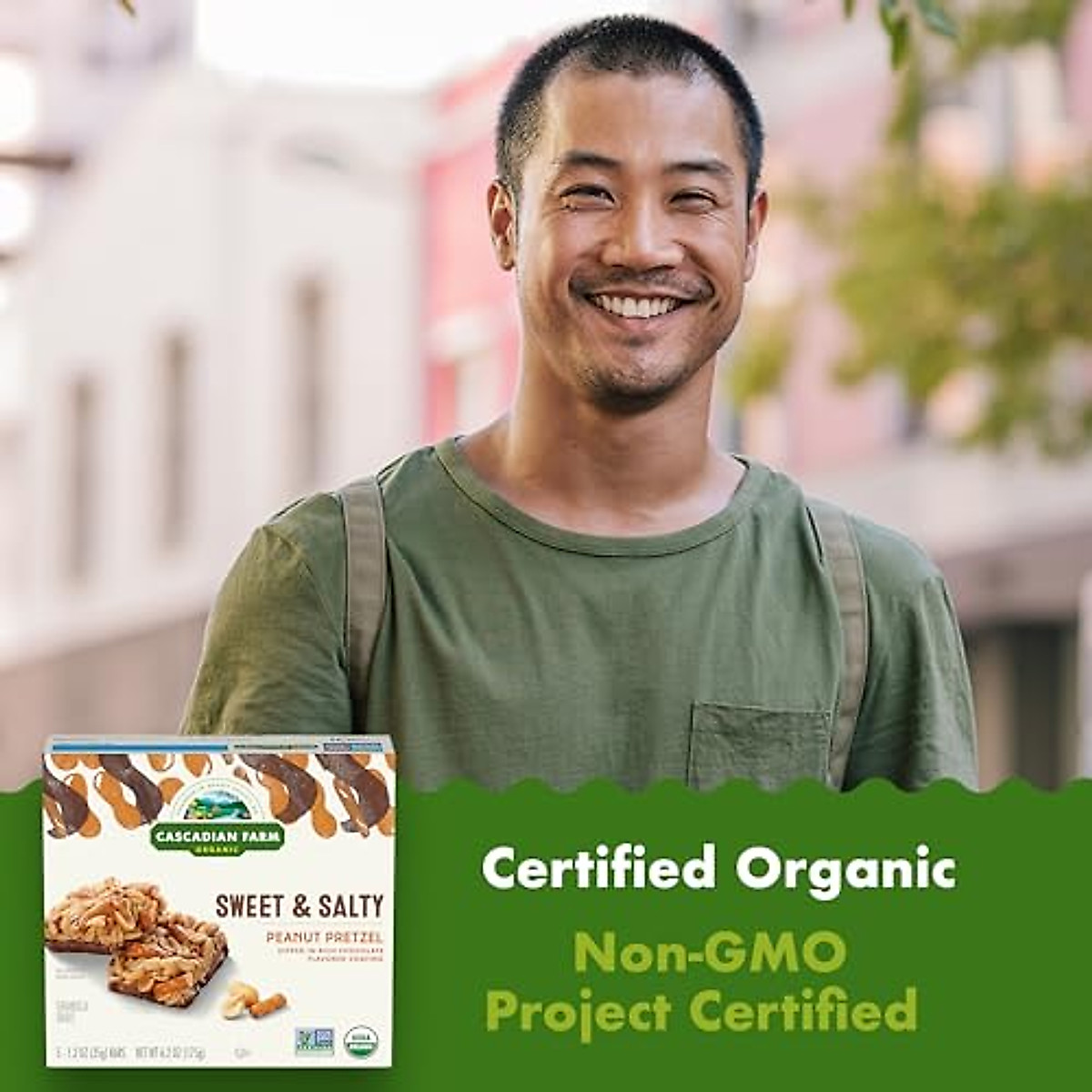 Cascadian Farm Organic Sweet & Salty Peanut Pretzel Granola Bars, 5 Bars, 6.2 oz.