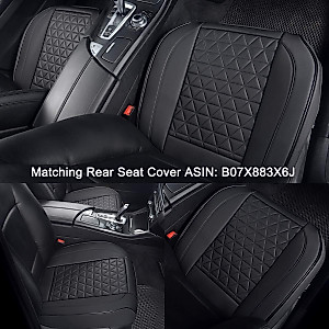 Black Panther 1 Pair Luxury Faux Leather Car Seat Covers Front Bottom Seat Cushion Covers, Anti-Slip and Wrap Around The Bottom, Fit 95% of Vehicles - Black