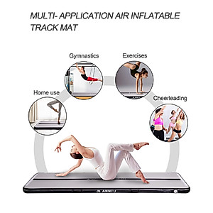 Inflatable Air Gymnastics Mat 10ft Training mat 4 inches Thick tumbling mat with Electric Pump for Home/Gym/Outdoor (Black-10FT)