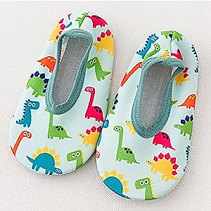 Lykmera Baby Girls Boys Cartoon Printed Water Shoes Kids Socks Barefoot Shoes Swim Cartoon Non-Slip Beach Shoes (Green, 18-24 Months)