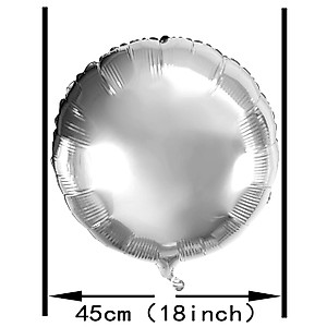 Silver Wedding Party Round Foil Mylar Balloons Helium Metallic Balloons Baby Shower Bridal Shower Engagement Birthday Party Favors Balloons Decorations, 25pc