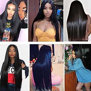 CanaryFly U Part Wigs Human Hair Wigs For Black Women Brazilian Straight Human Hair Wigs 180% Density Glueless Natural Color U-part Wigs (24inch)