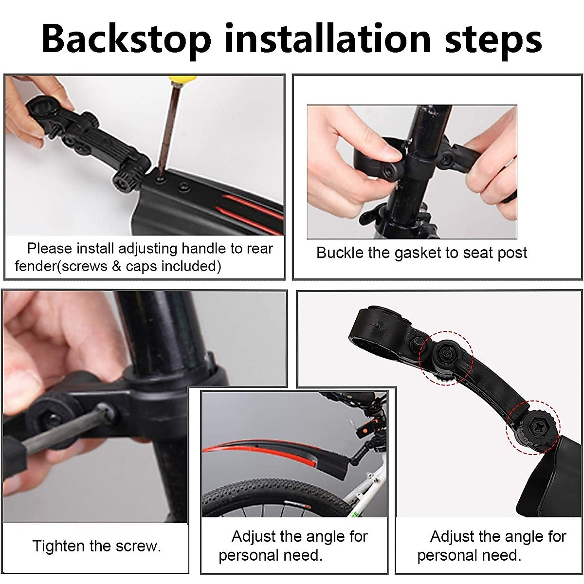 Fat-Cattie Adjustable Road Mountain Bike Bicycle Cycling Tire Front/Rear Mud Guards Mudguard Fenders Set (Blue)