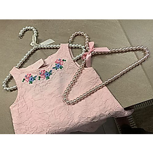 Pearl Clothes Beads Hangers for Kids Baby Girl Infant Toddler Childerns for Fancy Dress Closet Hanger Elegant Gift Ideas Metal Hangers (5 Pack) White
